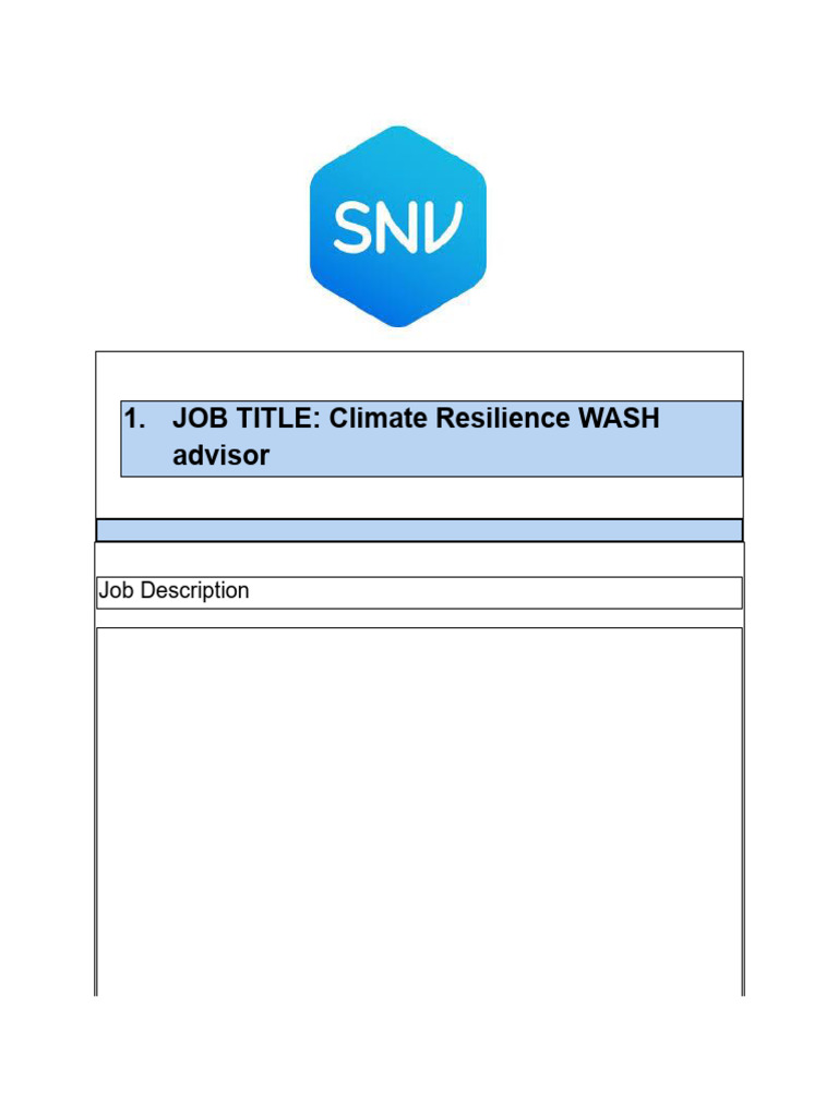 SNV Tanzania Oct Vacancies | PDF | Wash | Climate Resilience