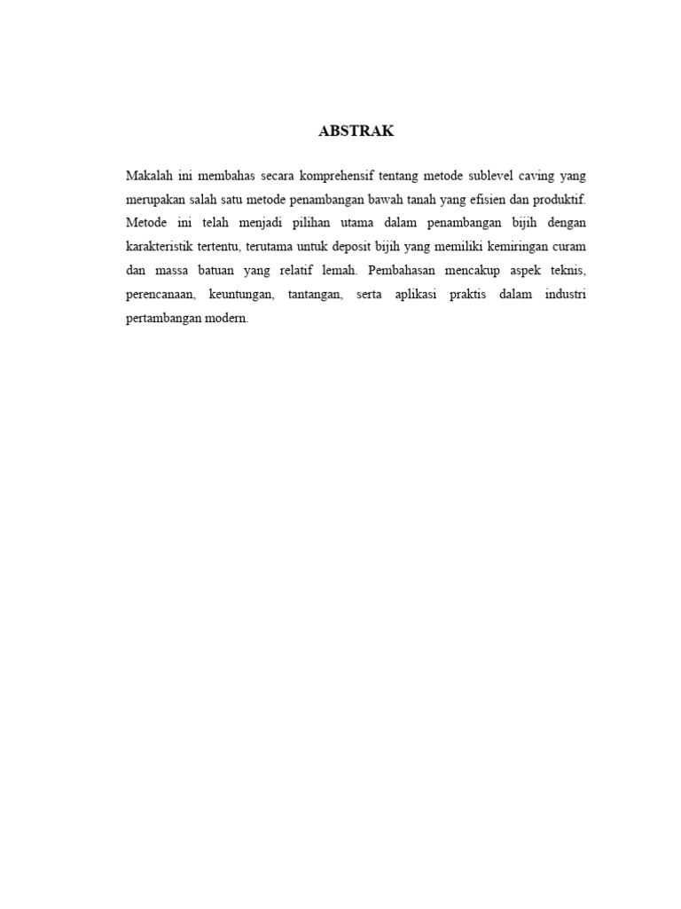 Metode Sublevel Caving dalam Penambangan | PDF | Teknologi & Rekayasa