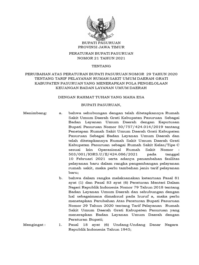 Contoh SK Tarif Layanan RS | PDF