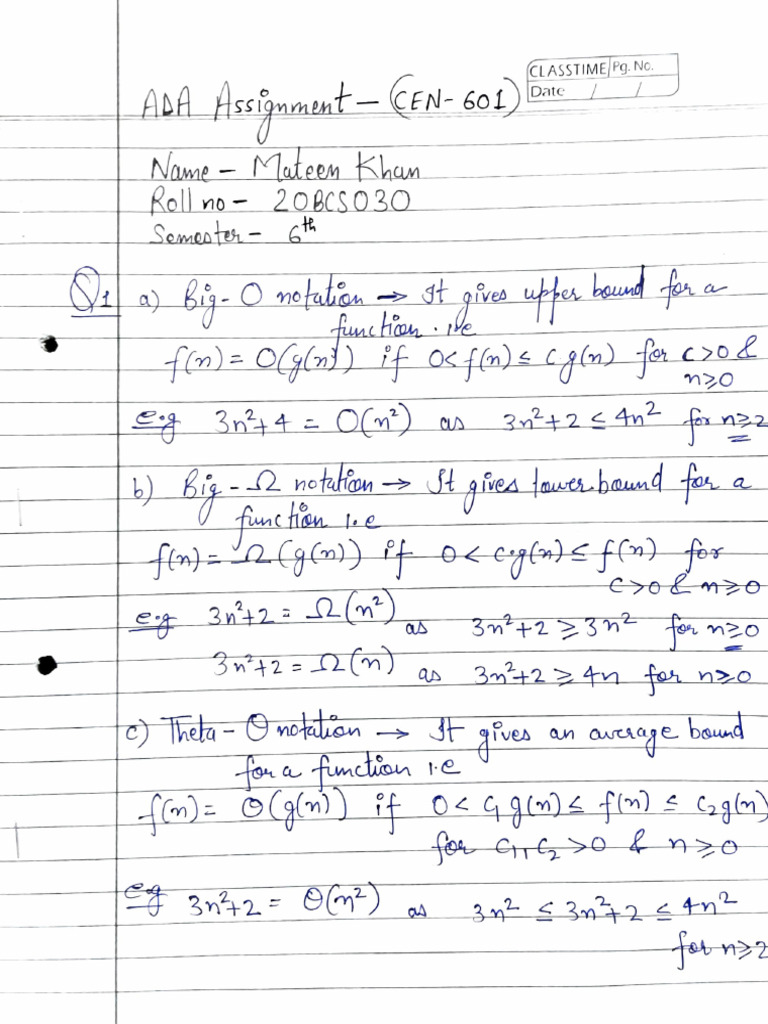 20BCS030 - Mateen Khan - ADA Assignment | PDF