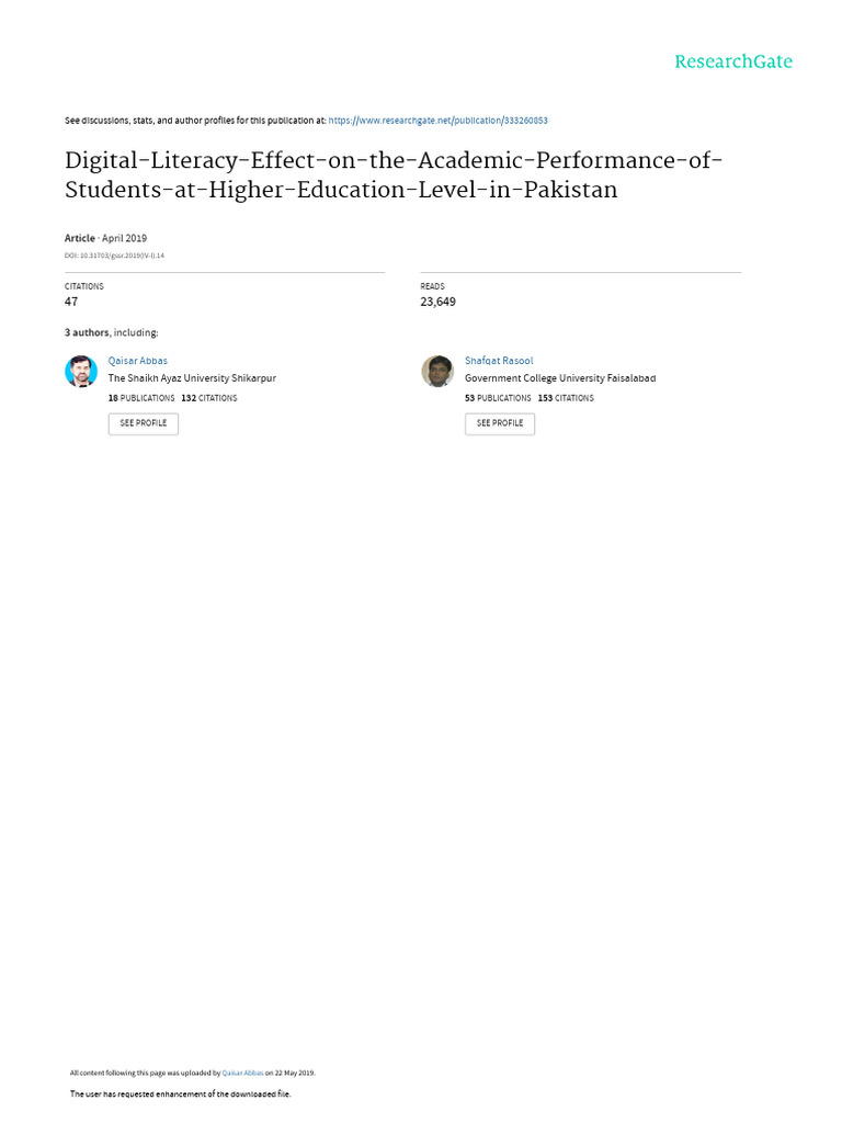 Digital Literacy Effect On The Academic Performance of Students at ...