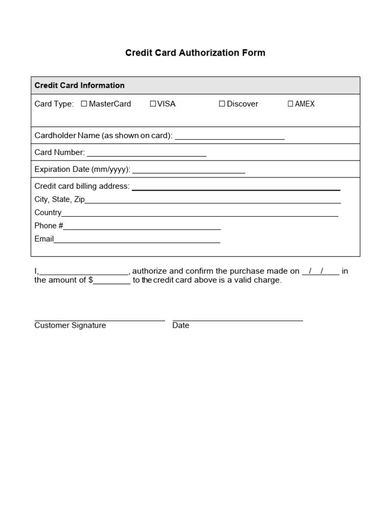 Credit Card Authorization Form | PDF | Business | Law