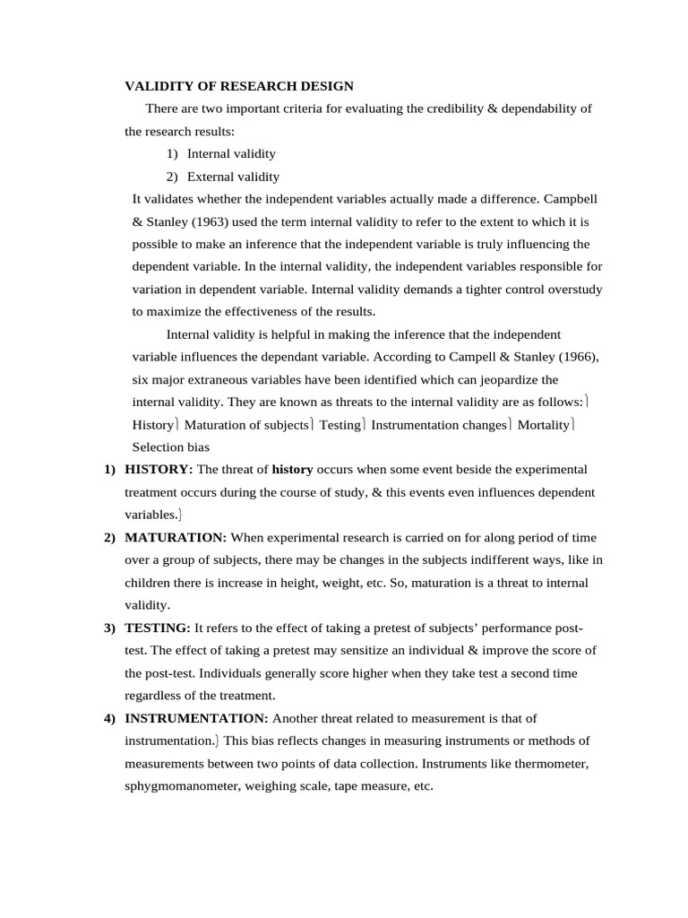Intro To Research Design and Validity | PDF | Validity (Statistics) | Experiment