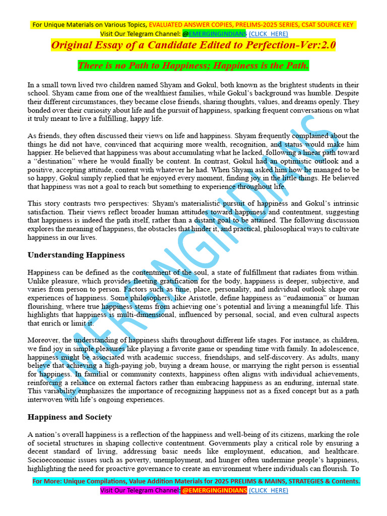 Essay Edit-Final Version | PDF | Happiness | Contentment