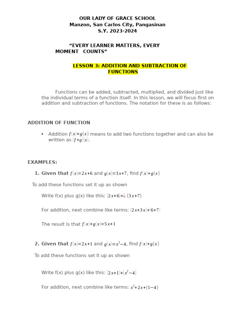 Gen Math Lesson 3 | PDF | Mathematics | Arithmetic