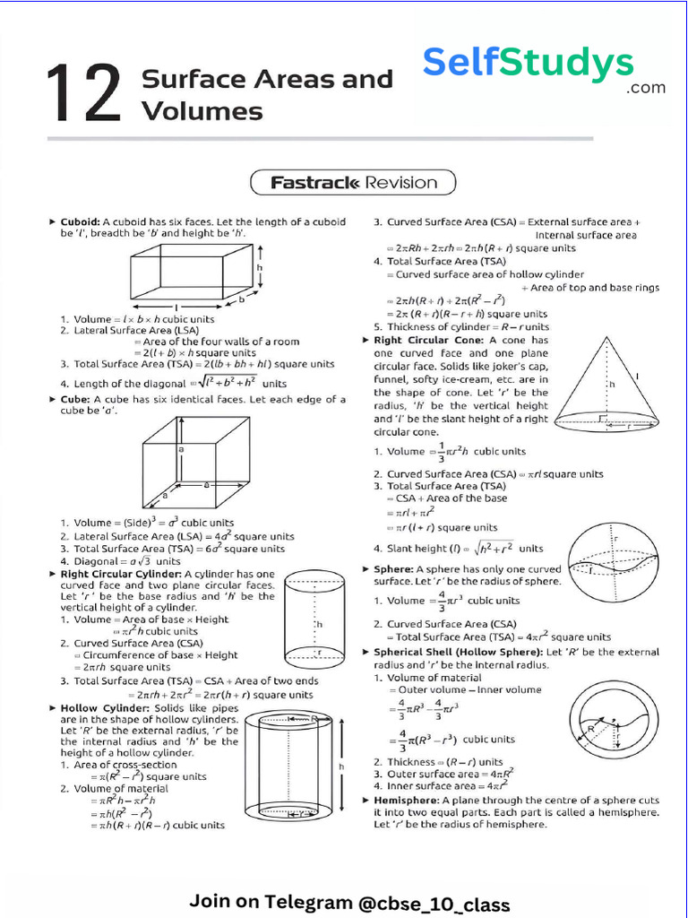 10 Class Surface Area and Volume | PDF