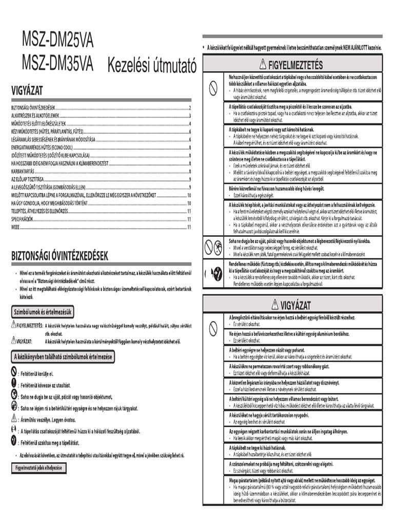 Mitsubishi MSZ DM 2016 Hu Hasznalati-Utmutato | PDF
