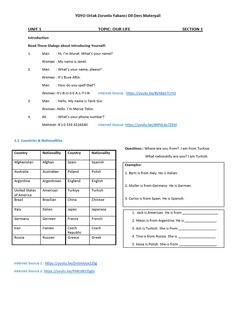 UNIT 1-Section 1 Kopyası | PDF | Question | Morphology