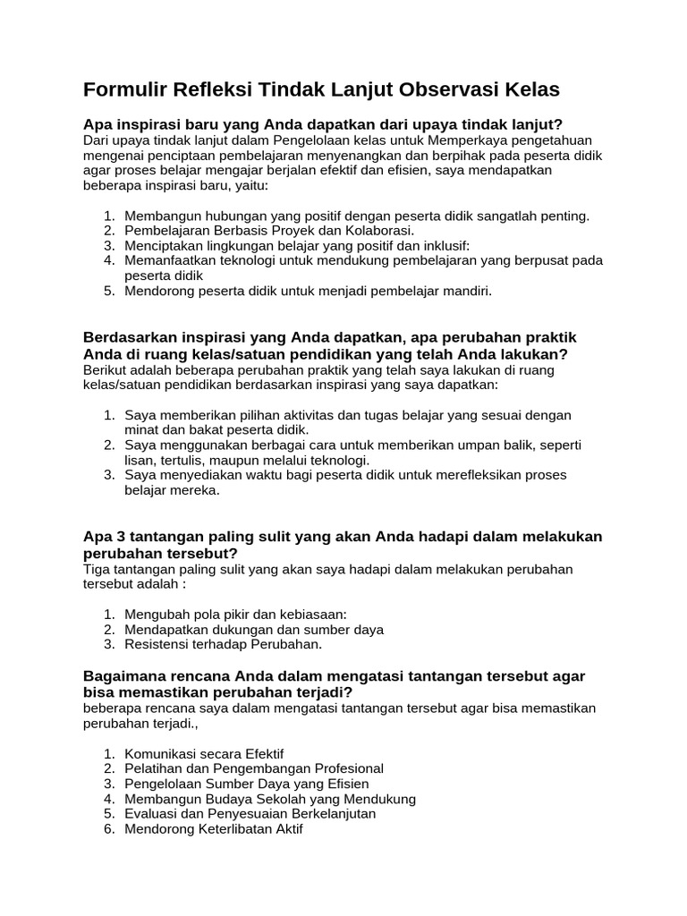 Formulir Tindak Lanjut | PDF