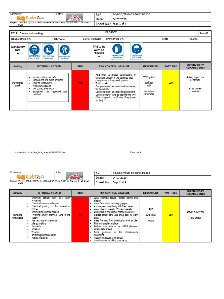 Chemicals Handling | PDF | Personal Protective Equipment | Safety