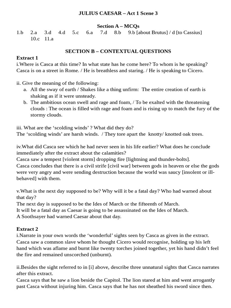 Julius Caesar Act 1 SC 3 | PDF | Julius Caesar
