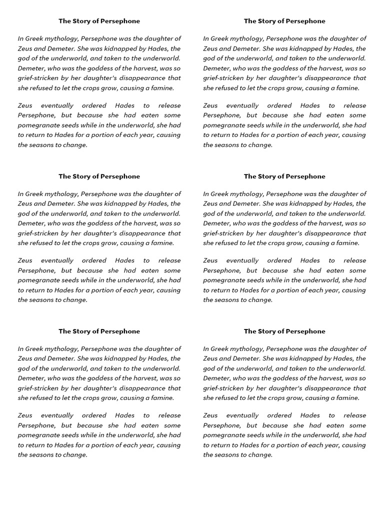 narrative text | PDF | Hades | Persephone