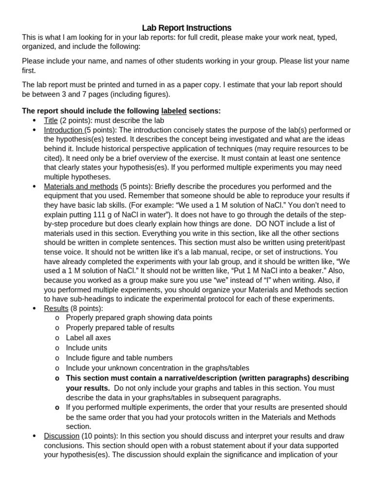 Photosynthesis Lab Report Instructions | PDF | Experiment | Hypothesis