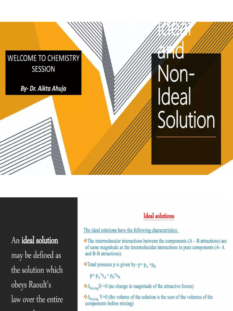 Ideal and non-Ideal solutions | PDF