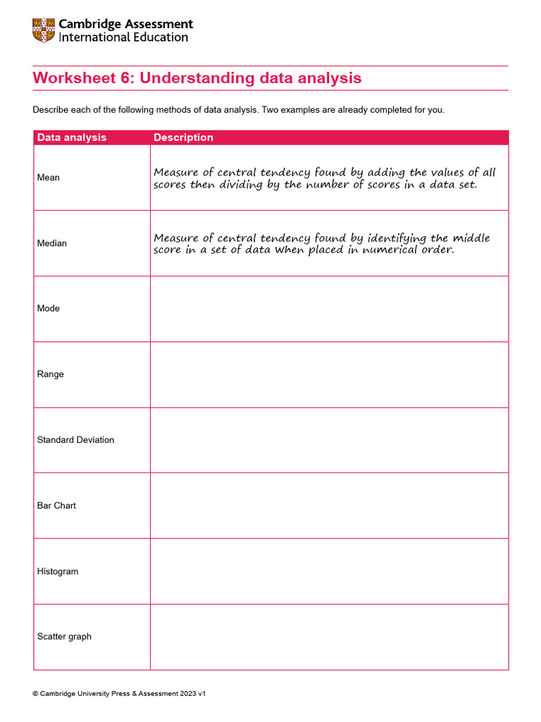 AO1 Worksheet 6 Understanding Data Analysis | PDF | Business