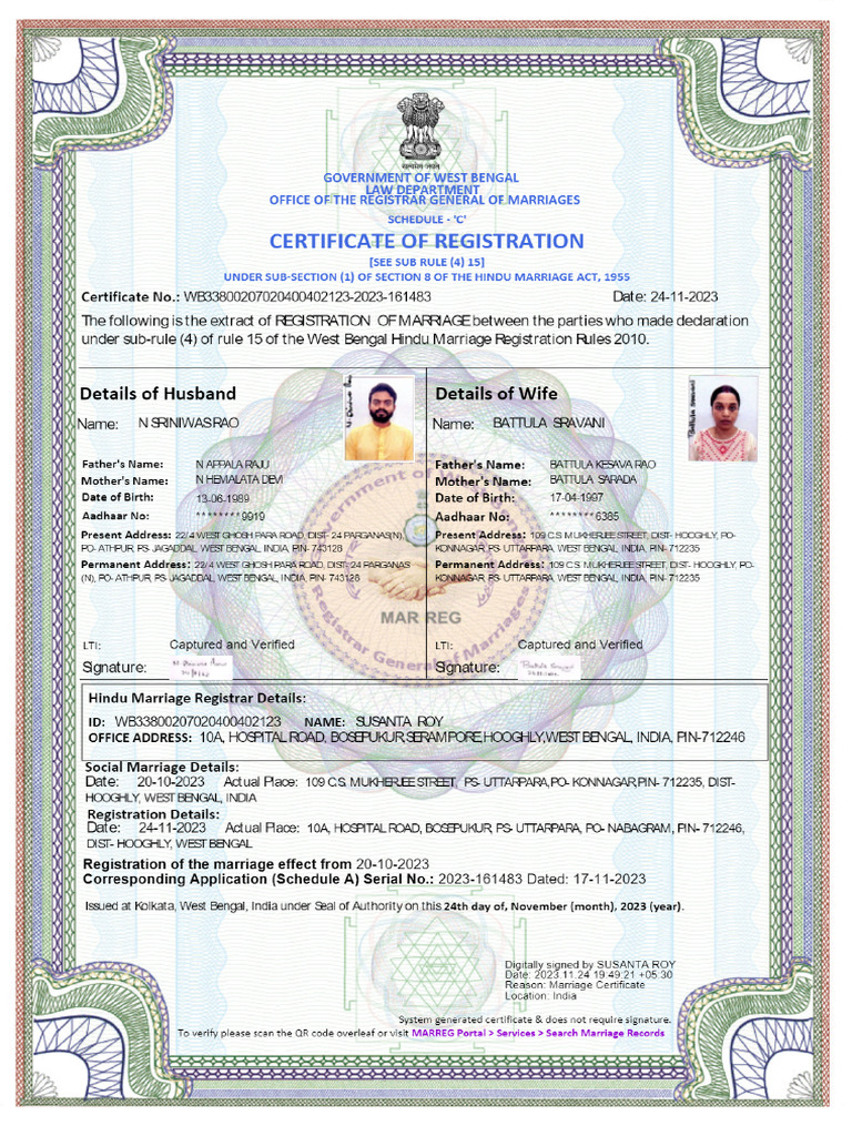 Marrige Certificate | PDF