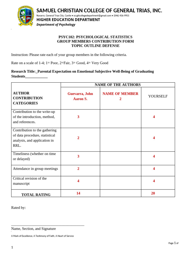 Group Contribution Form Parental | PDF