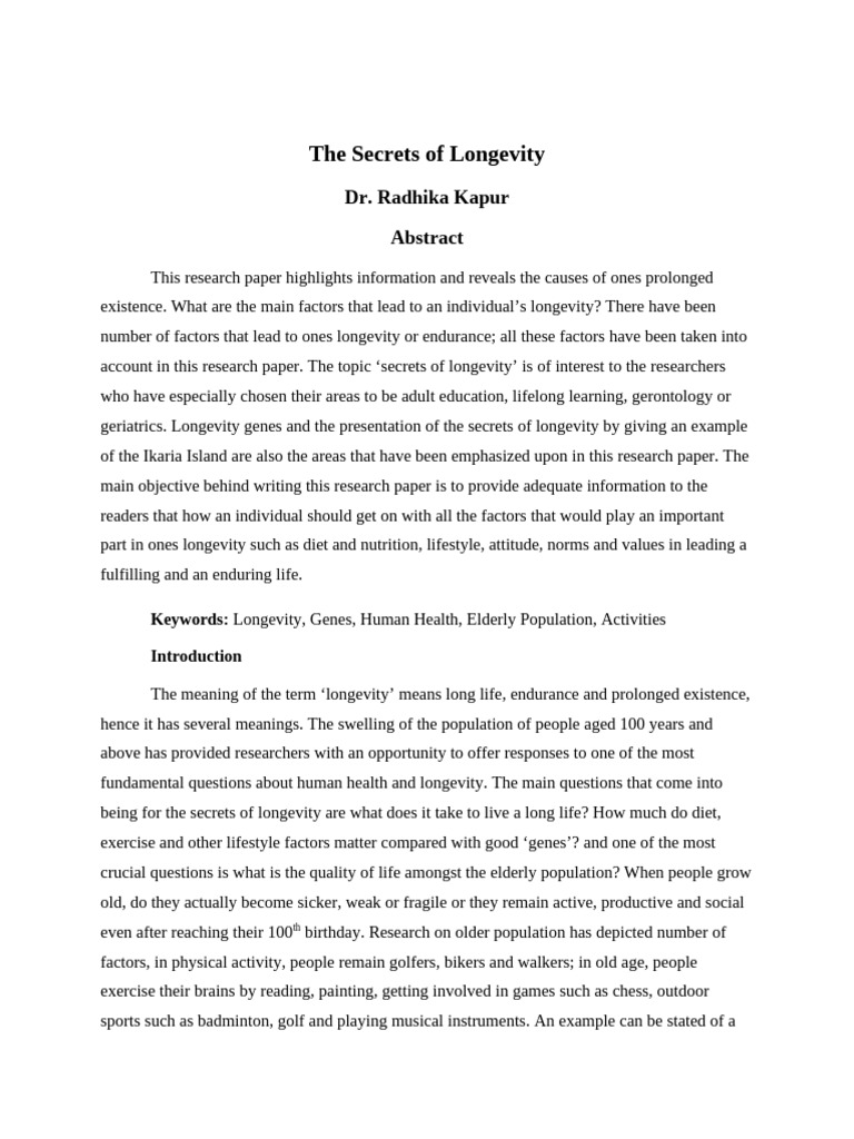 Secrets to a Longer Life Explained | PDF | Longevity | Healthy Diet