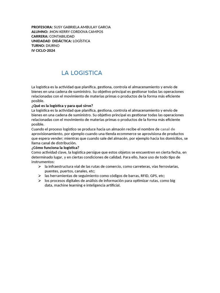 Resumen de La Logistica | PDF | Negocios