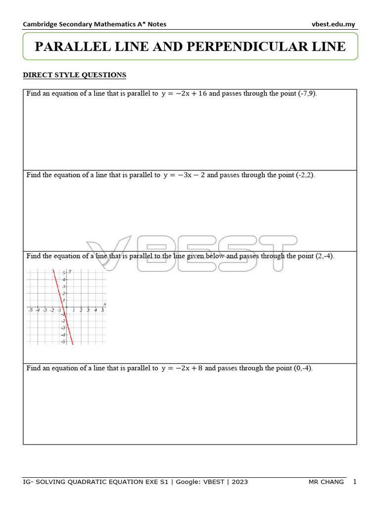 Parallel and Perpendicular Line Set 1 | PDF | Line (Geometry ...