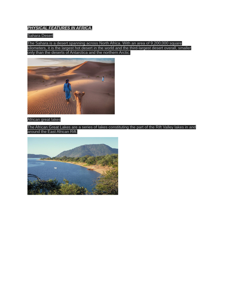 Physical Features in Africa-1 | PDF | Plateau | Earth Sciences