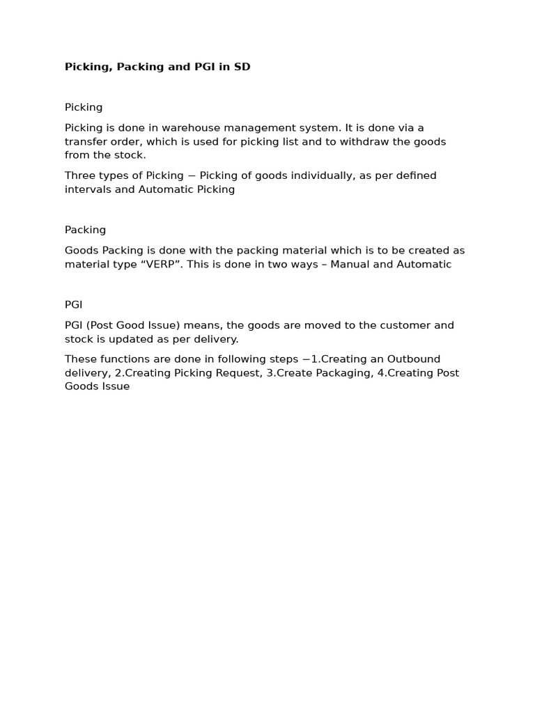 Goods Issue in SD Before WM | PDF | Finance & Money Management