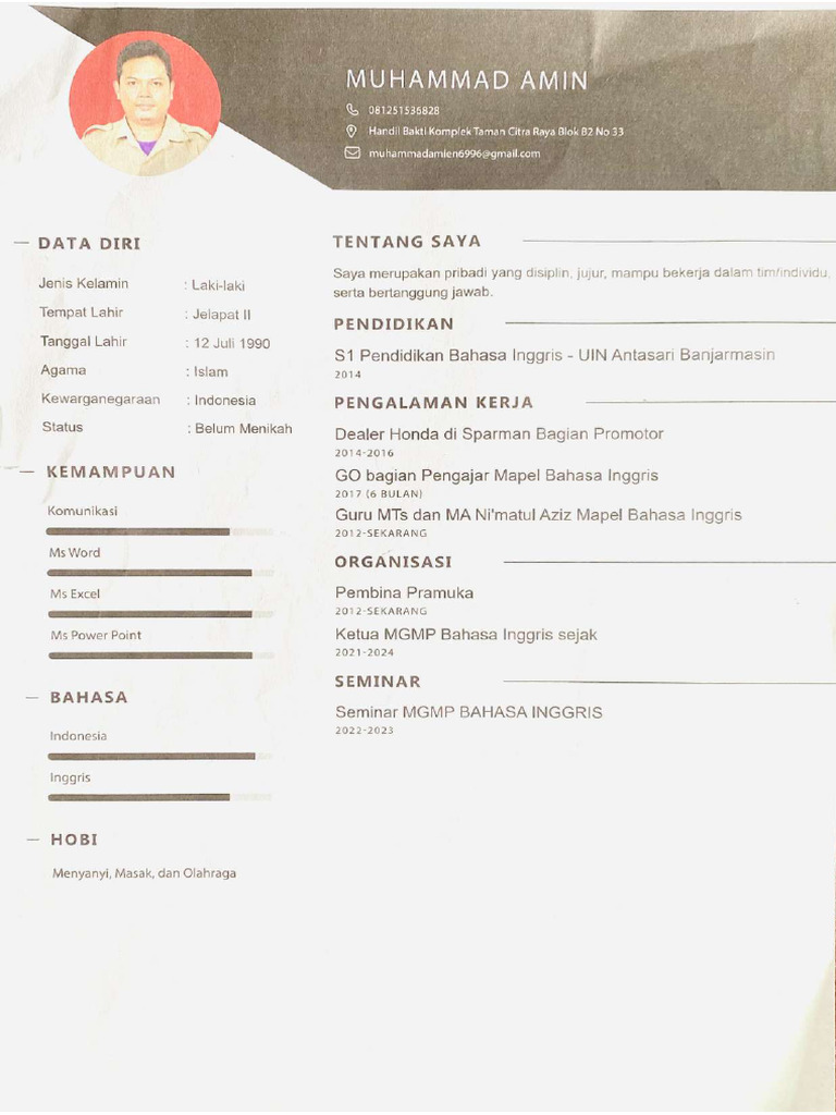 CV Muhammad Amin | PDF