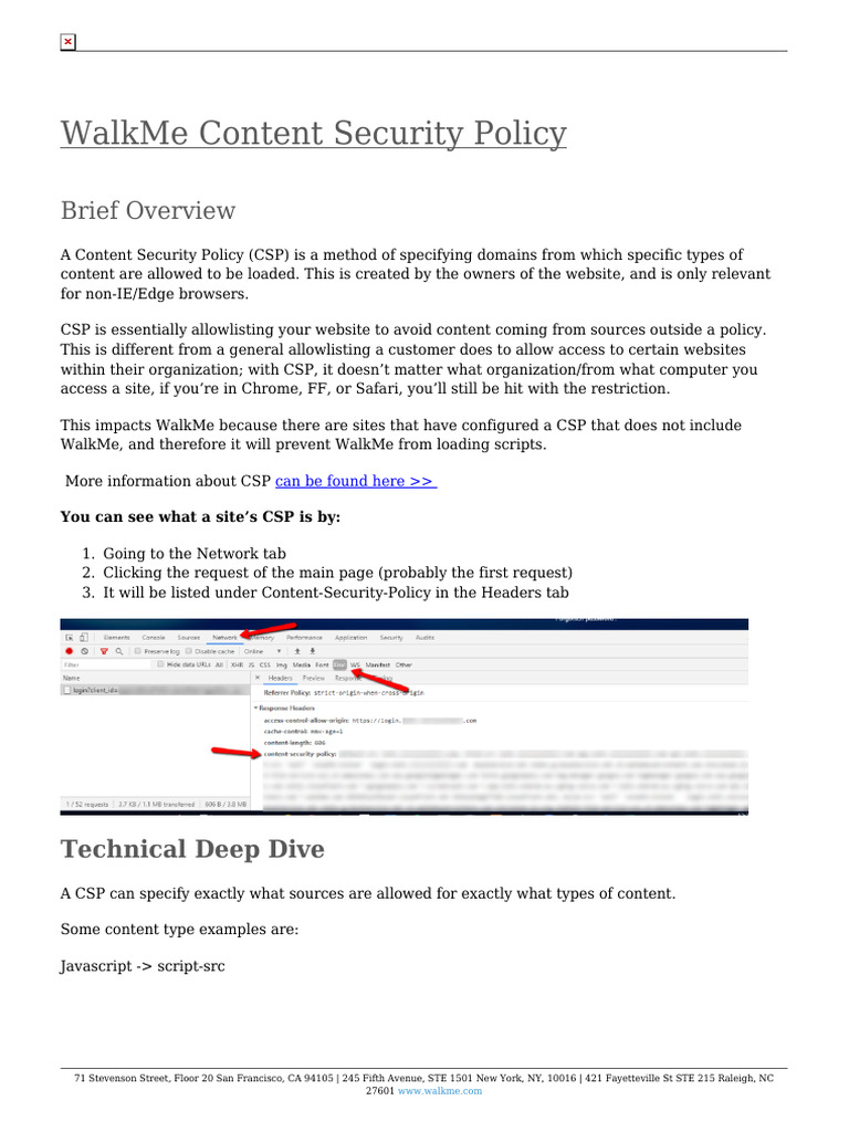 Walkme-Content-Security-Policy - PDF (1) 1 | PDF | Software Development | Computing