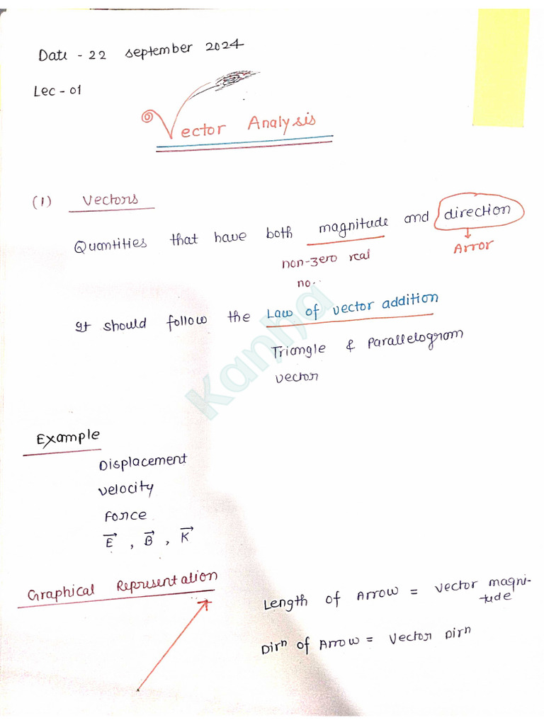 Vector Analysis Lec 1 | PDF