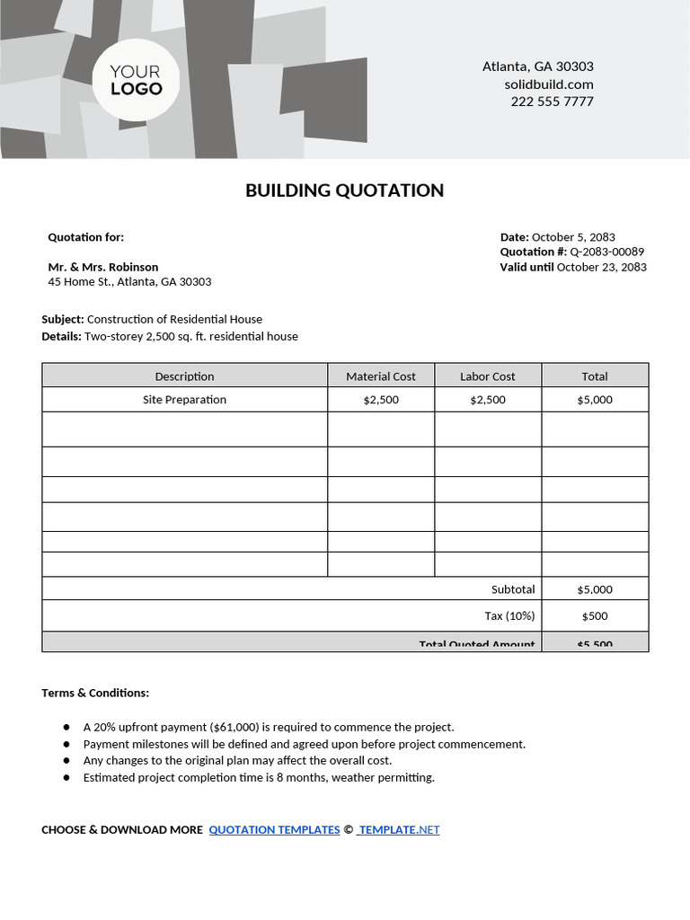 Building Quotation Template | PDF