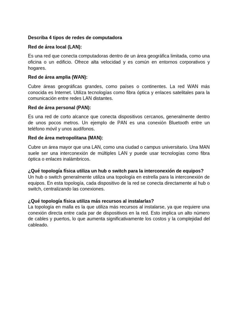 Cuestionario Redes | PDF