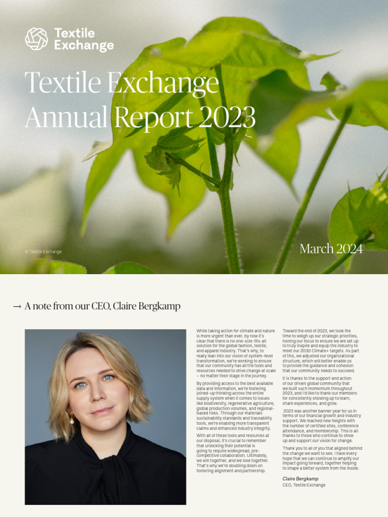 Textile Exchange Annual Report 2023 | PDF | Supply Chain | Life Cycle ...
