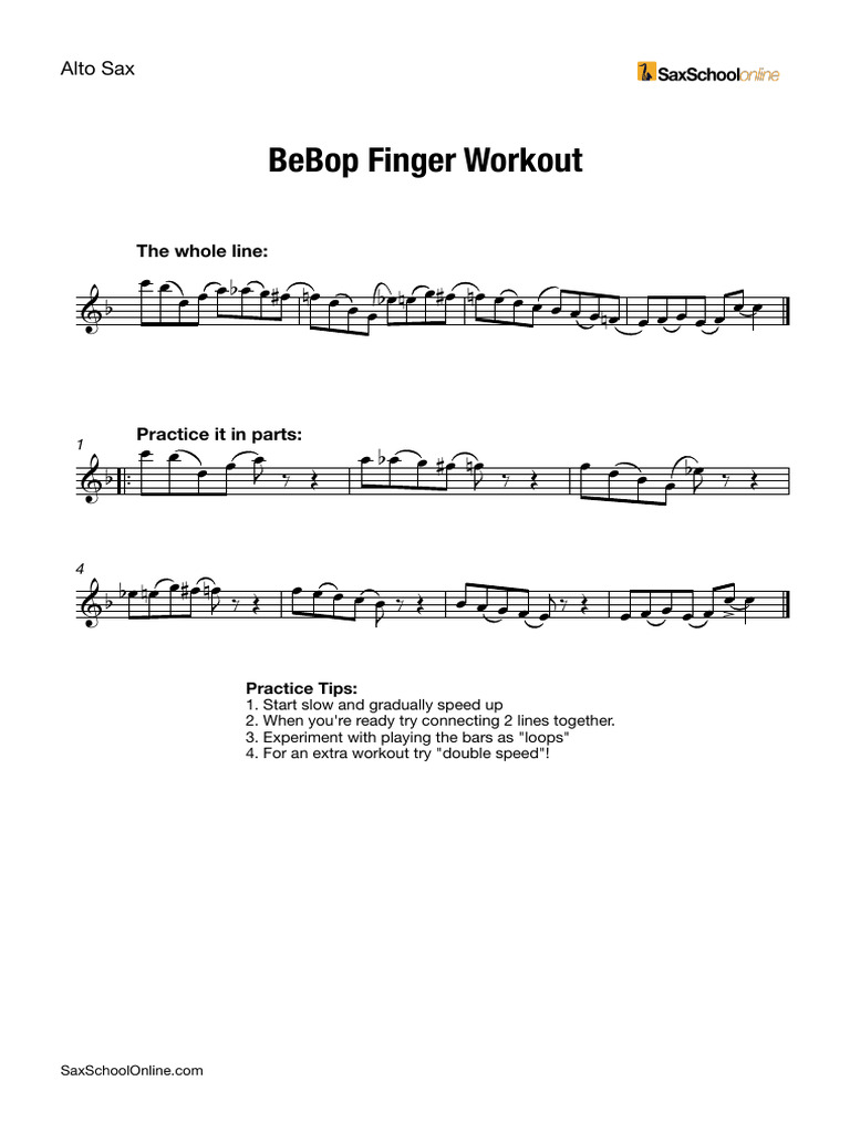 Faster Fingers Workout For Saxophone-Bebop - Parts 1 | PDF