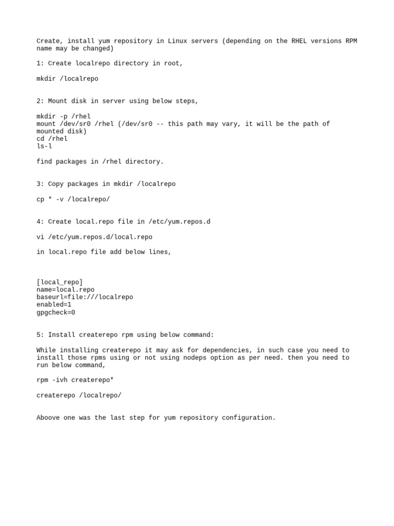 Yum Repository Configuration For RHEL 7 | PDF | Computers