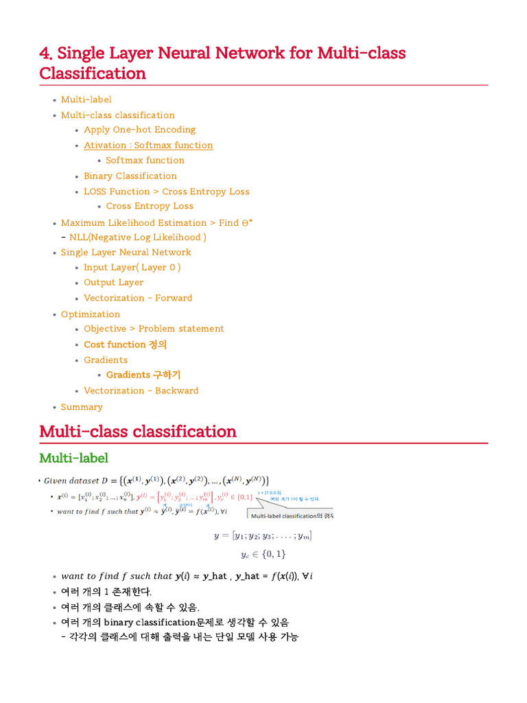 Single Layer Neural Network For Multi-Class Classification | PDF