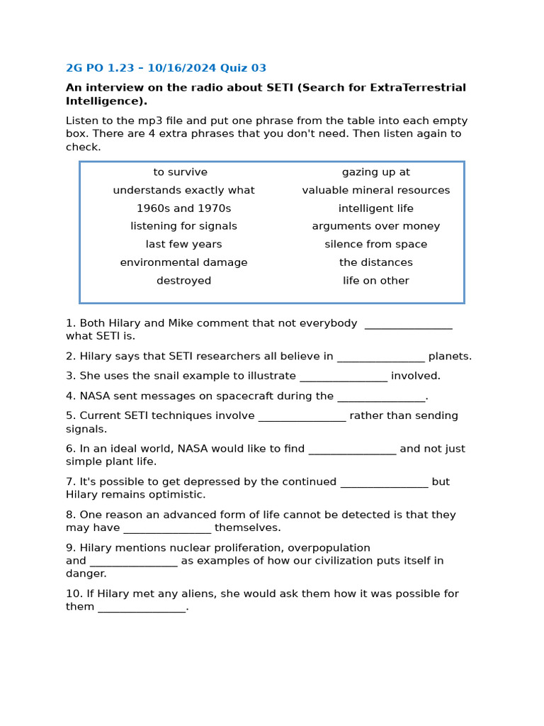 Listening Quiz 03 | PDF