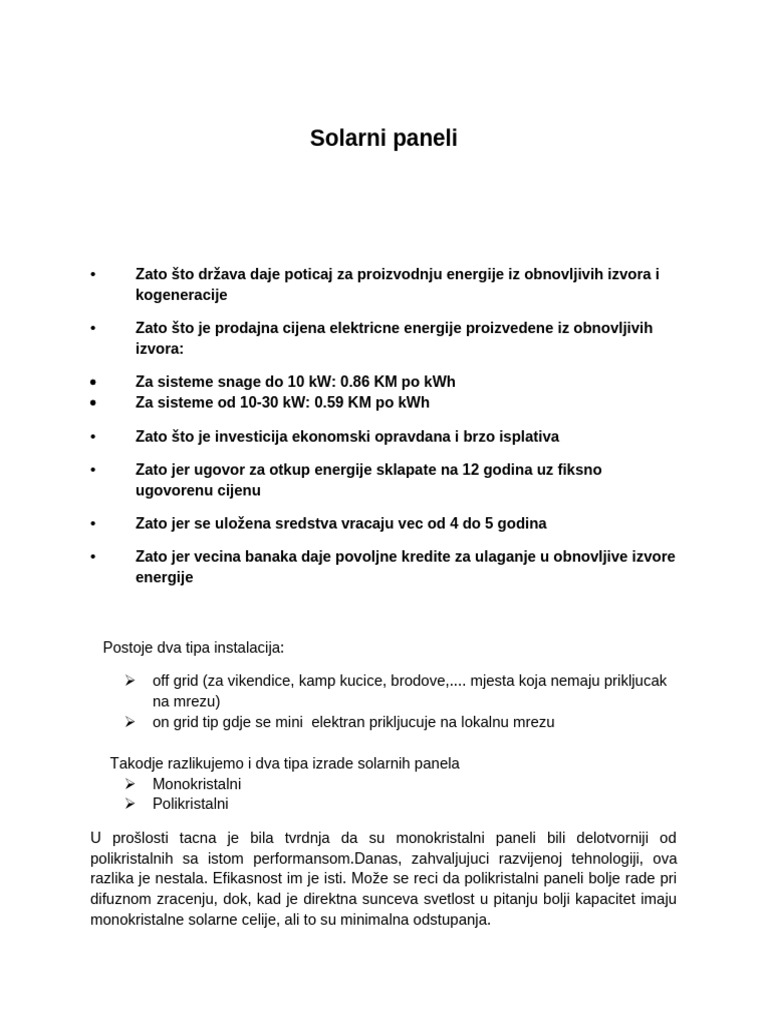 Solarni Paneli Istrazivanje | PDF