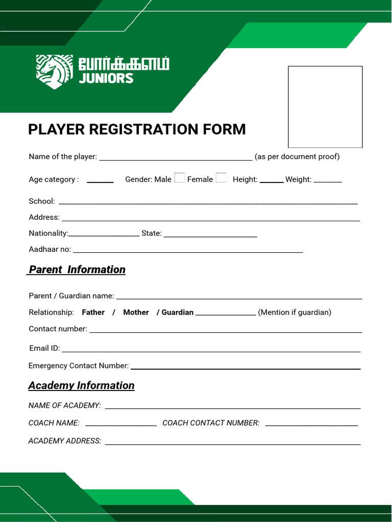 Player Registration Form: Parent Information | PDF | Parent
