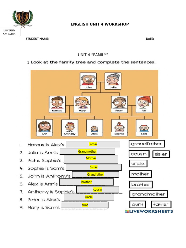 Workshop unit 4 - with answer | PDF | Family | Kinship And Descent