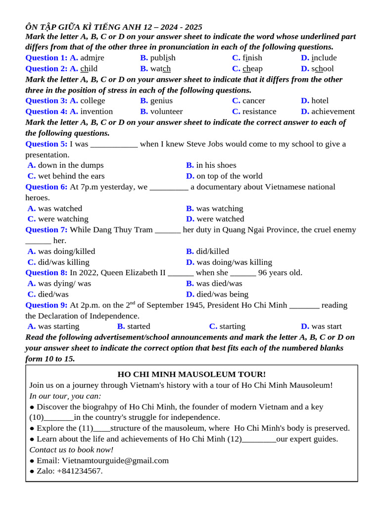 12 Global PRACTICE TEST 21 2025 FORMAT | PDF | Vietnam | Ho Chi Minh