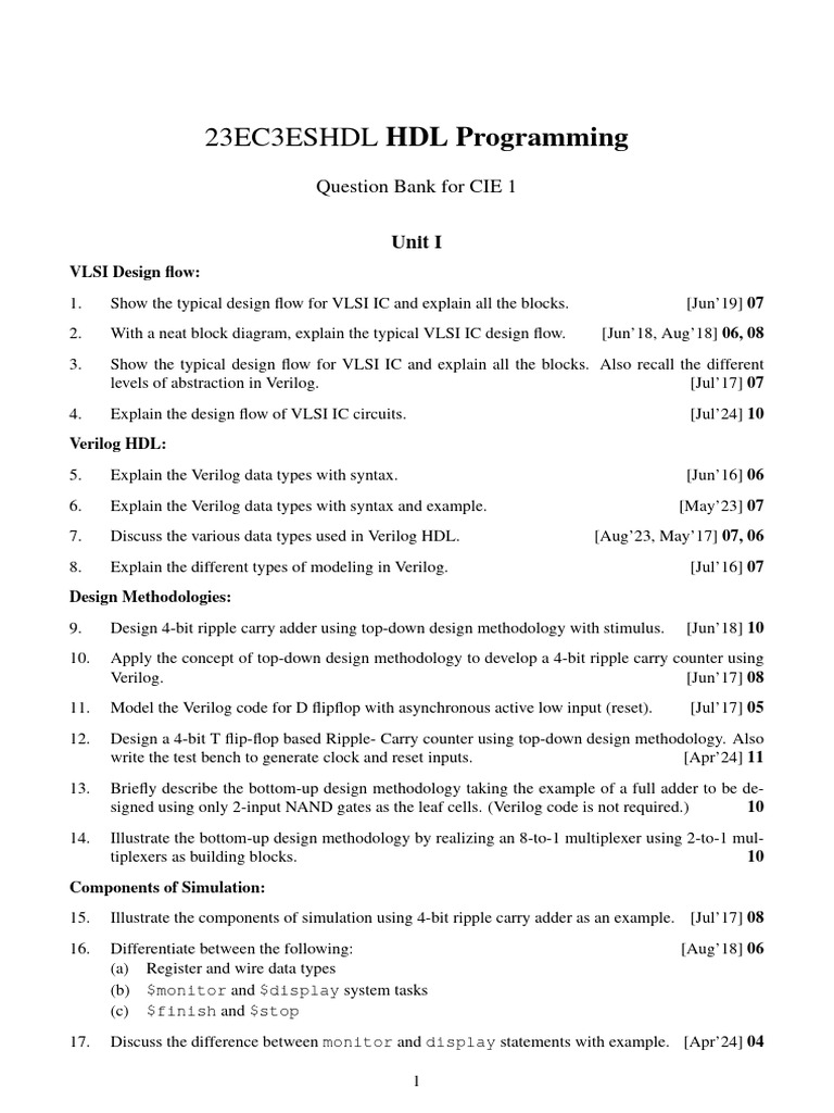 qb_HDL_CIE1 | PDF | Hardware Description Language | Logic Gate