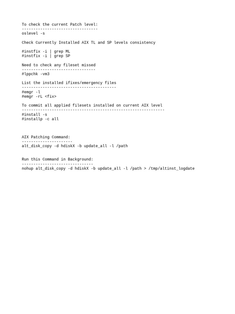 AIX Patch Level and Commands Guide | PDF | Computers