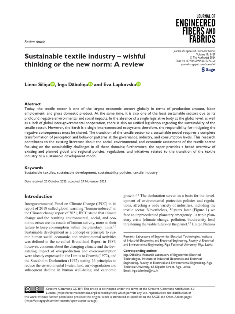 Sustainable Textile Industry - Wishful Thinking or | PDF ...