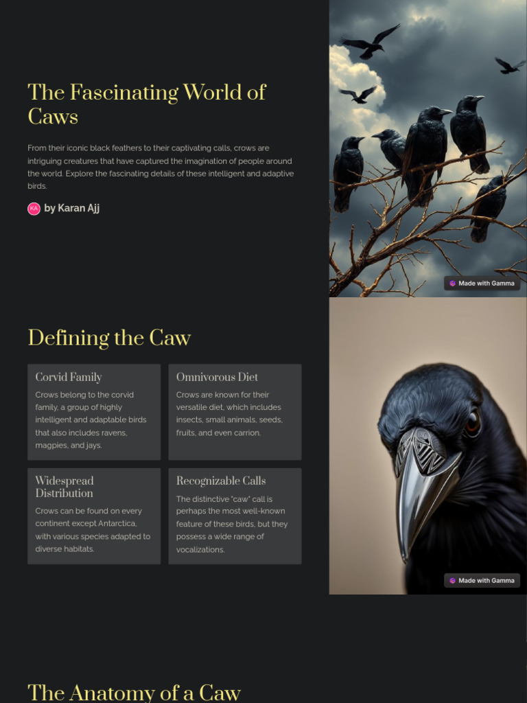 The Fascinating World of Caws | PDF | Evolution | Birds