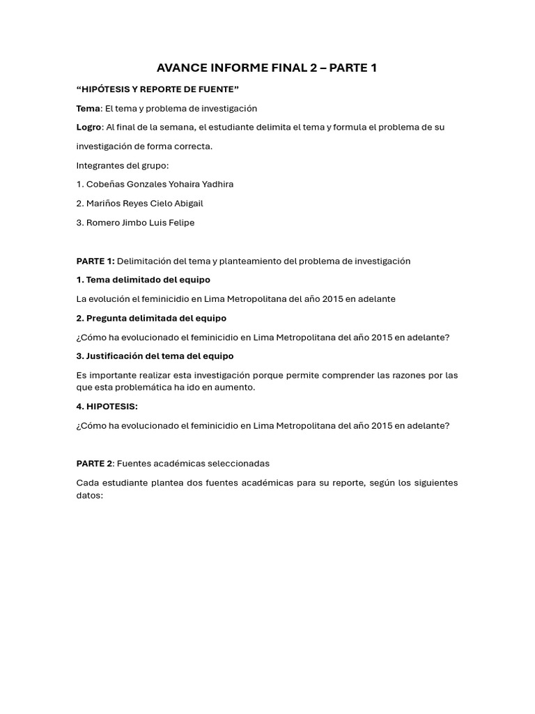 Avance Informe Final 2 - Grupo 8 | PDF | Derecho penal | Evolución