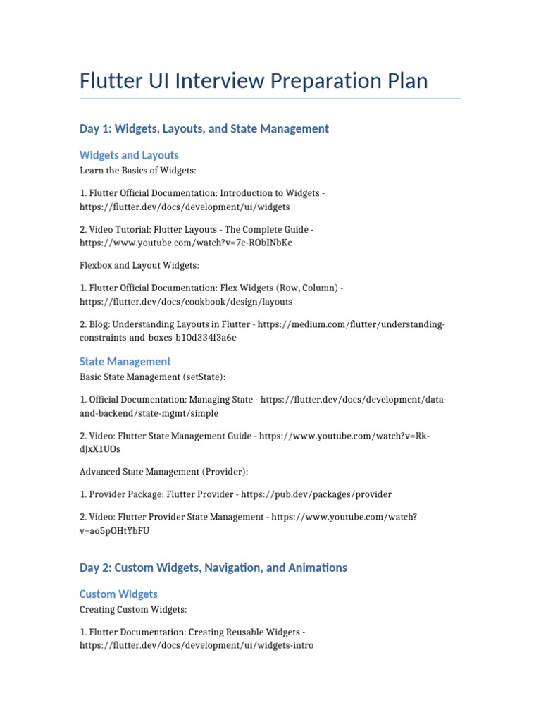Flutter UI Interview Preparation | PDF | Software | Computing