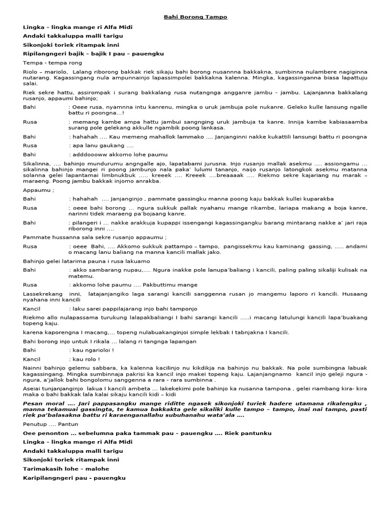 Cerita Fabel Bahi Borong Tampo | PDF | Seni