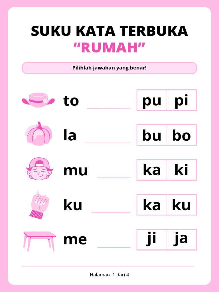 Hijau Putih Lembar Kerja Melengkapi Huruf Vokal | PDF | Seni & Disiplin ...