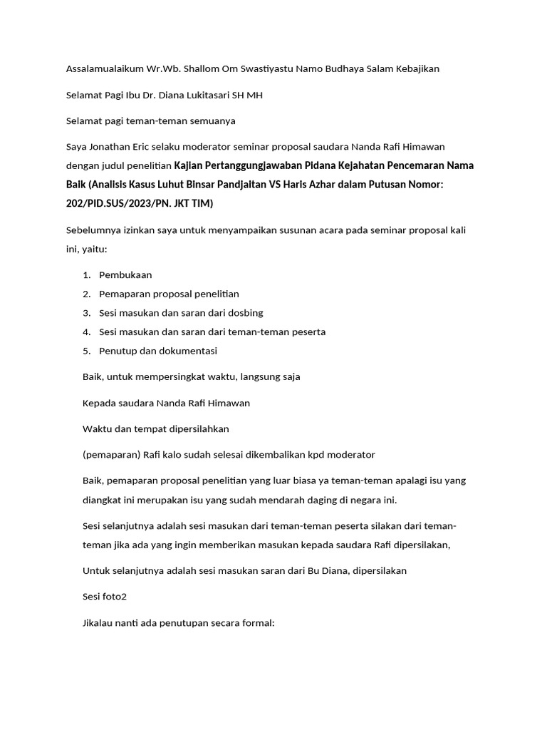 Skrip Moderator | PDF