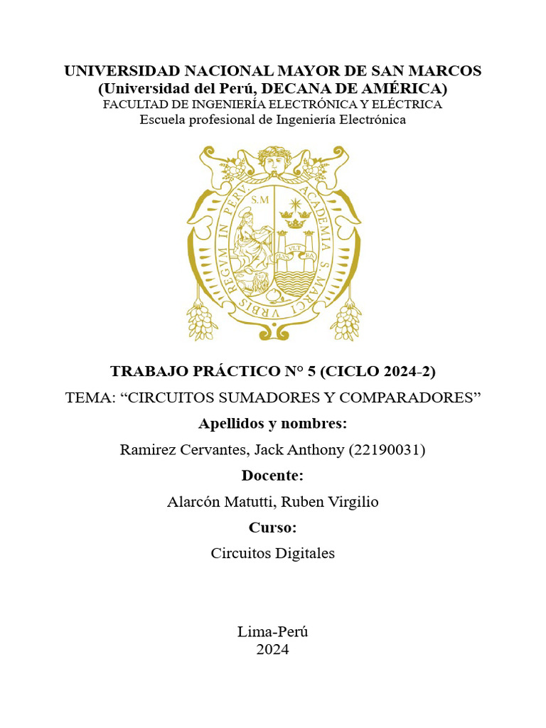 TRABAJO PRACTICO N°5 CIRCUITOS DIGITALES | PDF | Decimal codificado en ...
